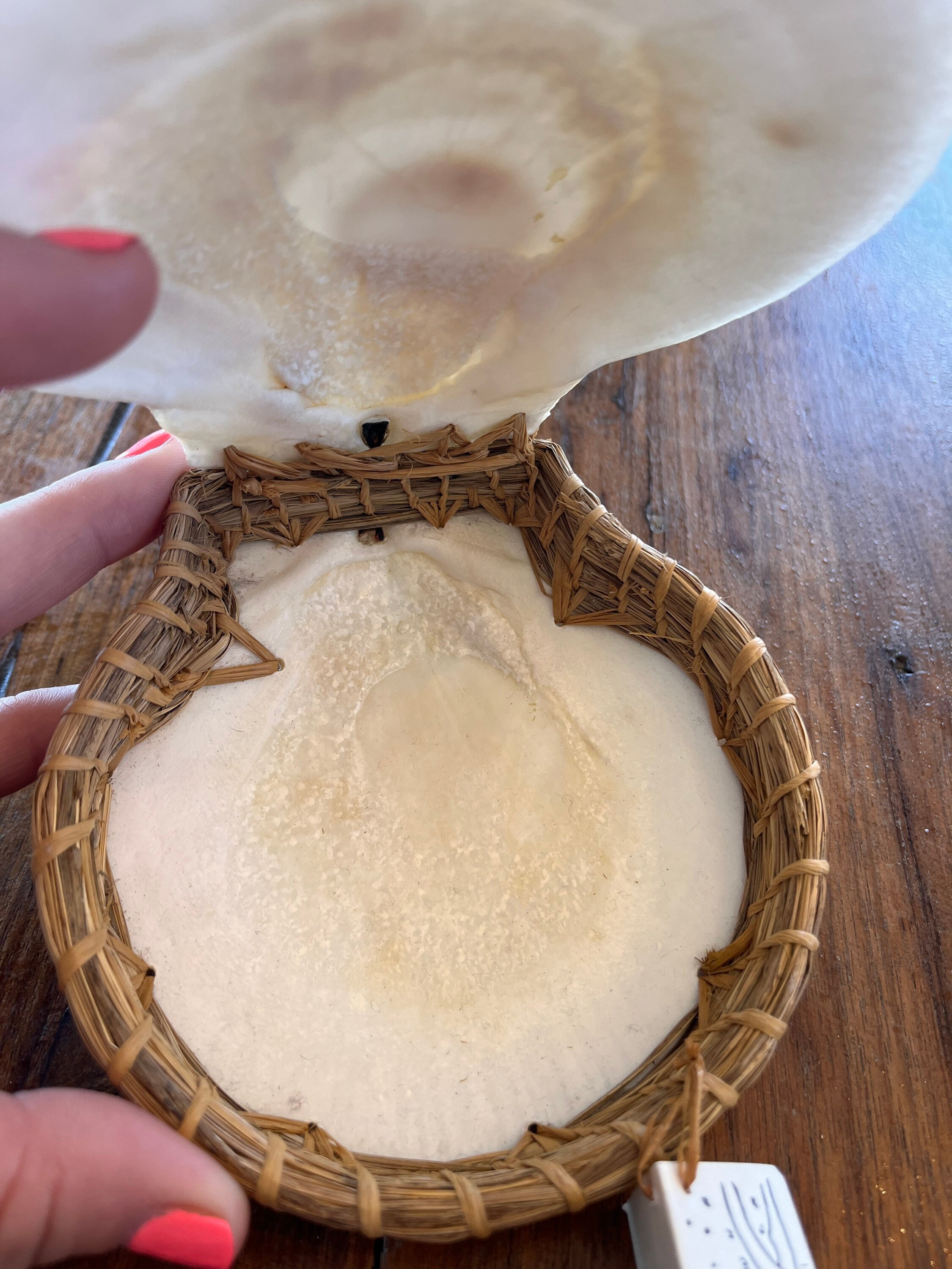 Vintage Hand-made Scallop Shell Box, Hand Sewn Sweet Grass and Rafia ...