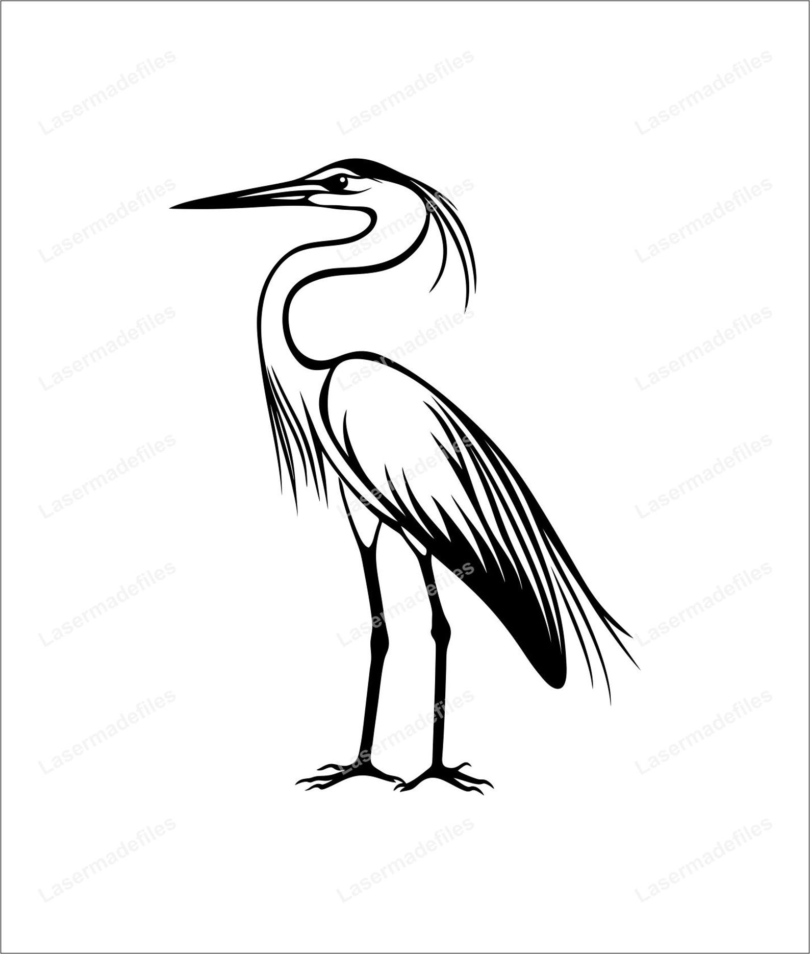 Laser Cut File Heron Bird, Great Blue Heron, Heron Vector File, Instant ...