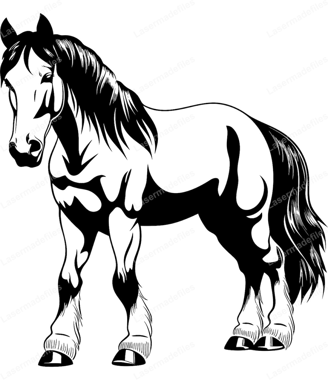 Draft Horse DIGITAL Cutting File, Laser Cut File, Large Horse, Instant ...