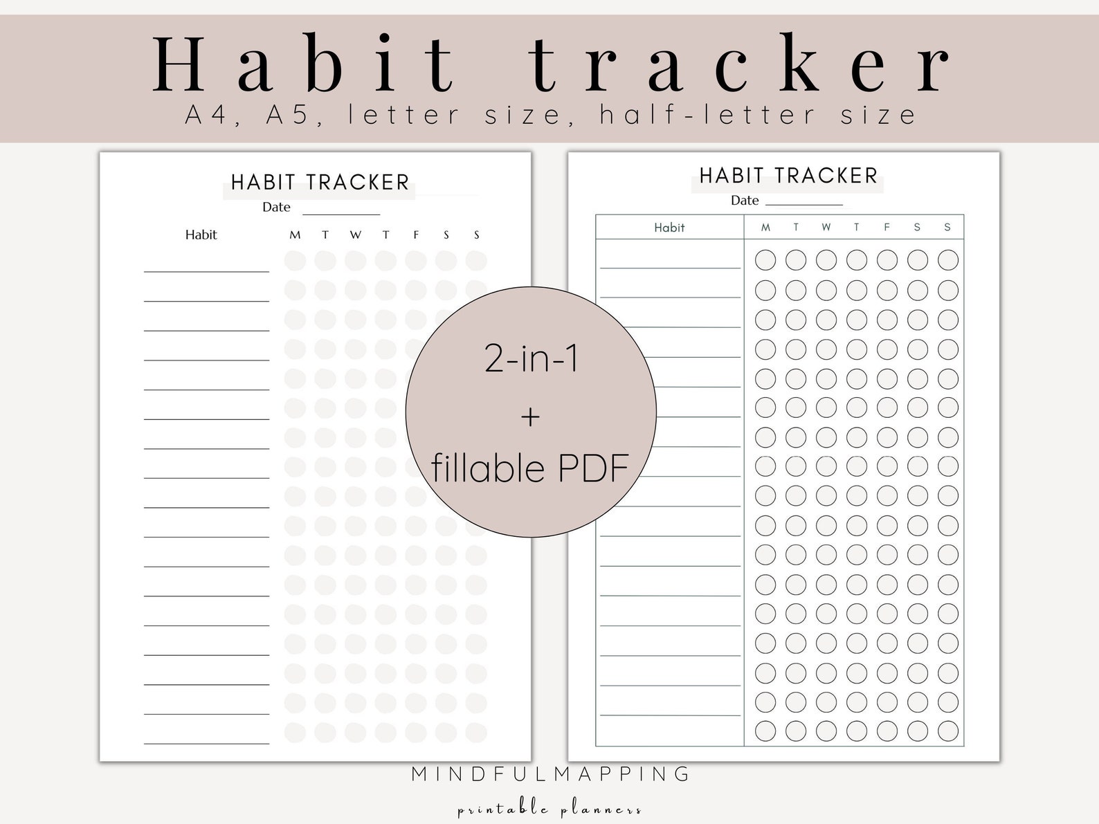 Habit Tracker, Printable Weekly Habit Tracker, Daily Habit Tracker ...