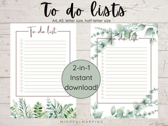 Botanical to Do List Printable Checklist To-do Daily - Etsy
