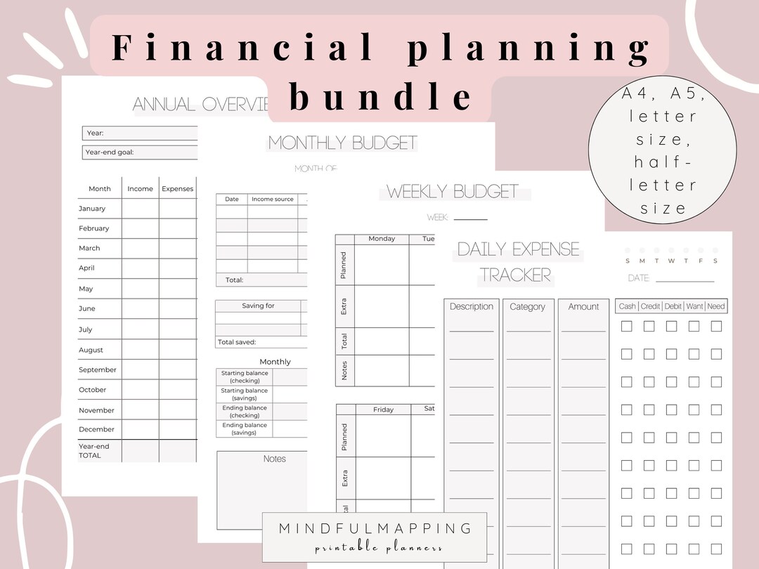 Financial Planner Printable PDF, Finance Tracker, Budget Planner, Bill ...