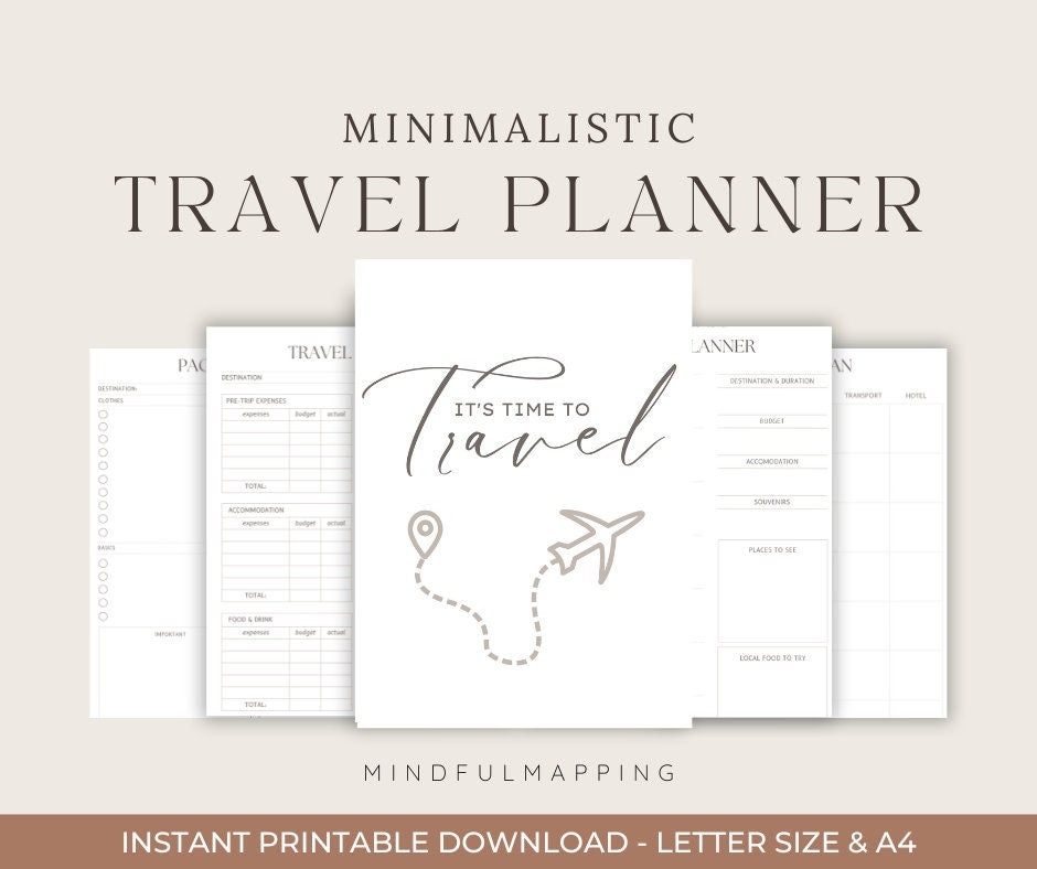 Travel Planner Printable Template, Simple Vacation Planner, Travel ...