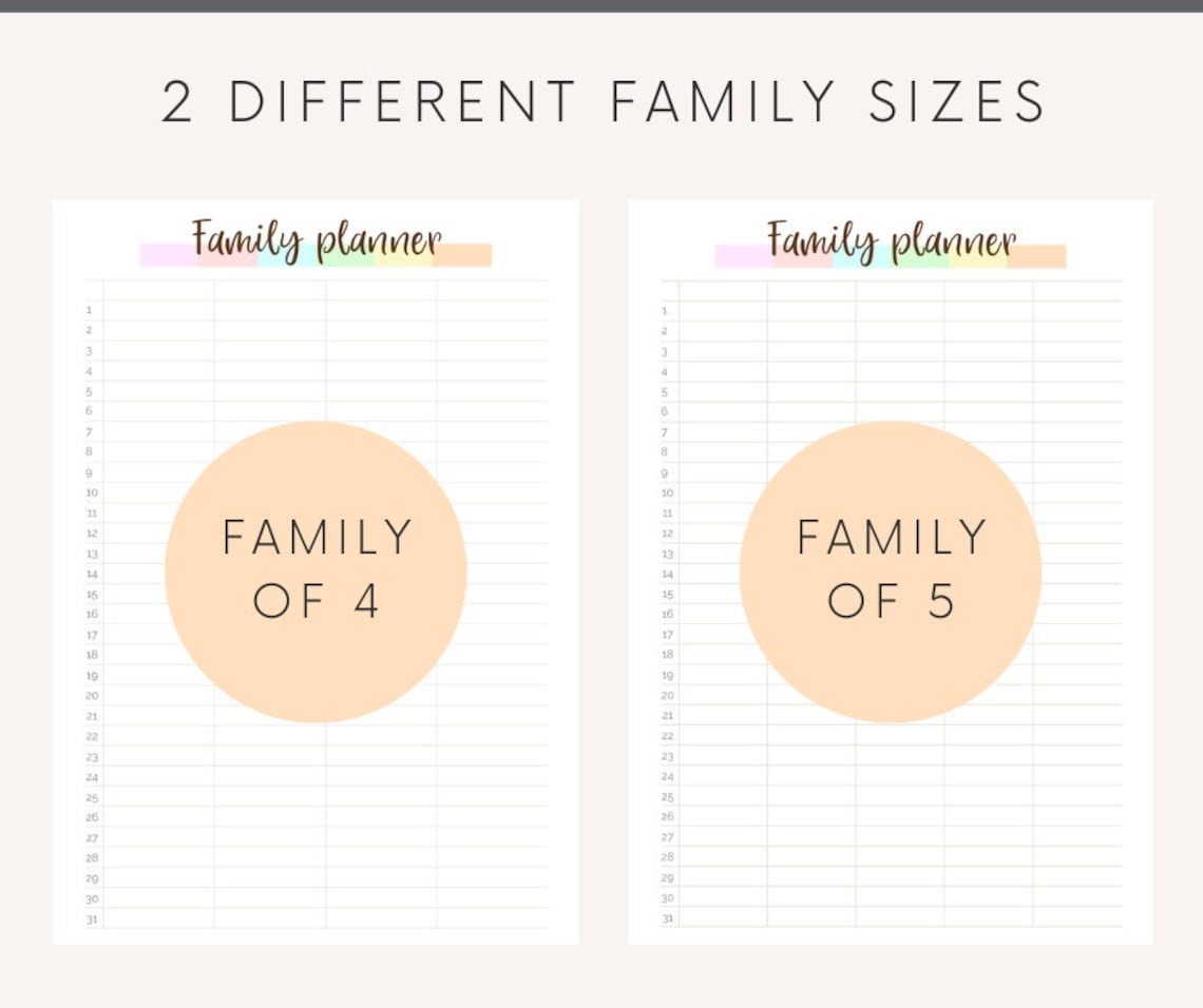 Family Calendar Planner Printable/digital Family Organizer Monthly ...