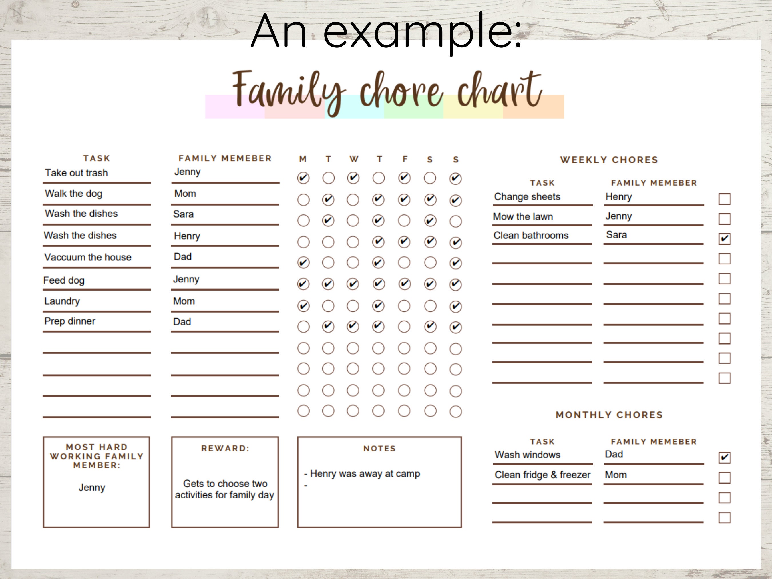 Family Chore Chart, Printable Chore Checklist, Family Checklist, Kids ...