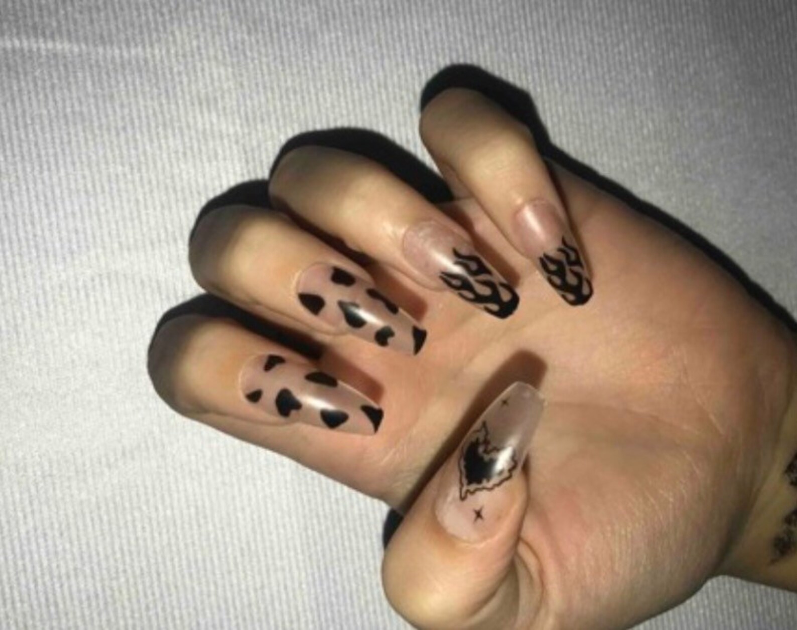 Long Coffin Black Snake and Heart Pattern Press on Nails| Halloween ...