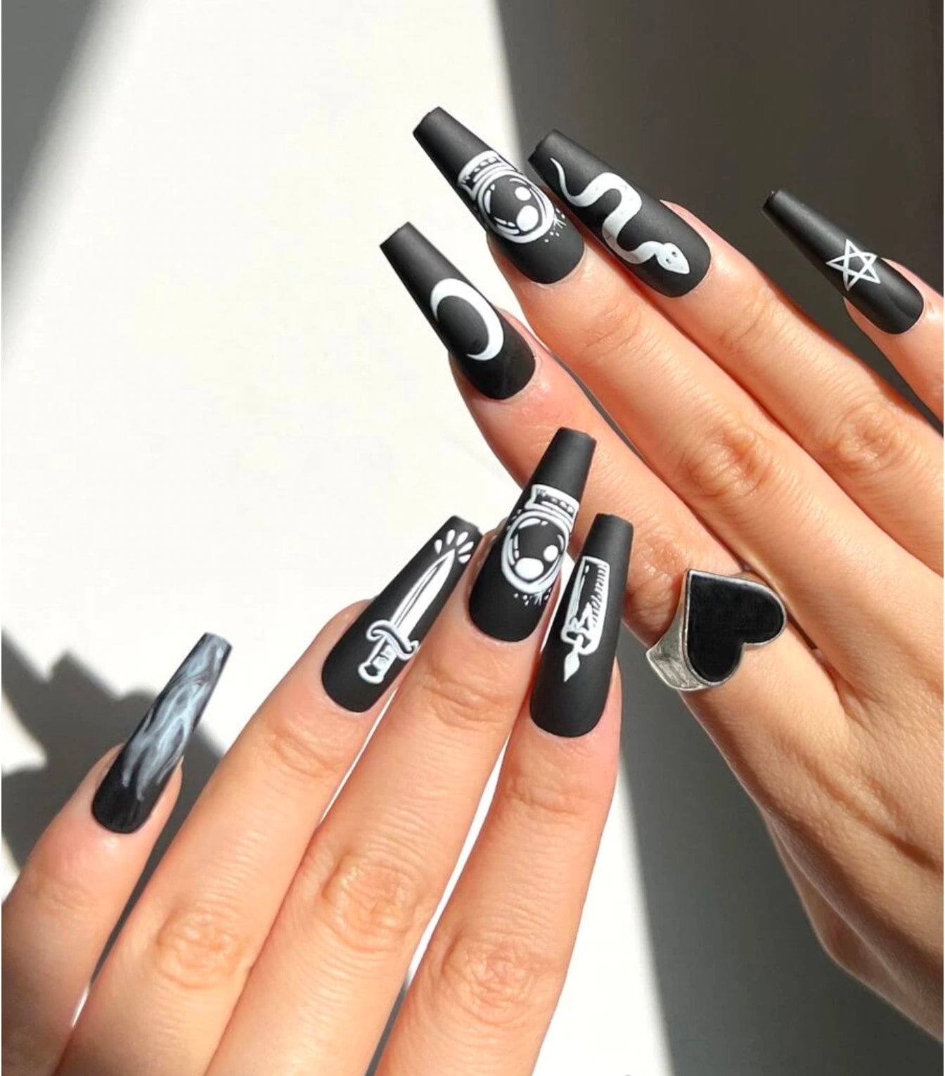 Long Coffin Snake Pattern Press on Nails | Halloween Press on Nails ...