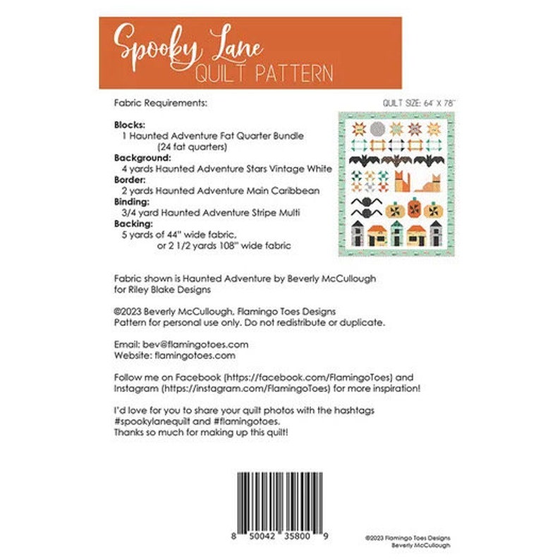 Beverly Mccullough SPOOKY LANE Quilt Pattern - Etsy