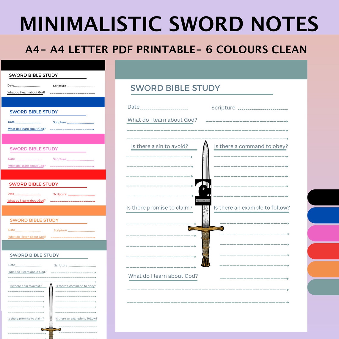 Sword Bible Study Notes: Printable Christian Planner (PDF) - Etsy