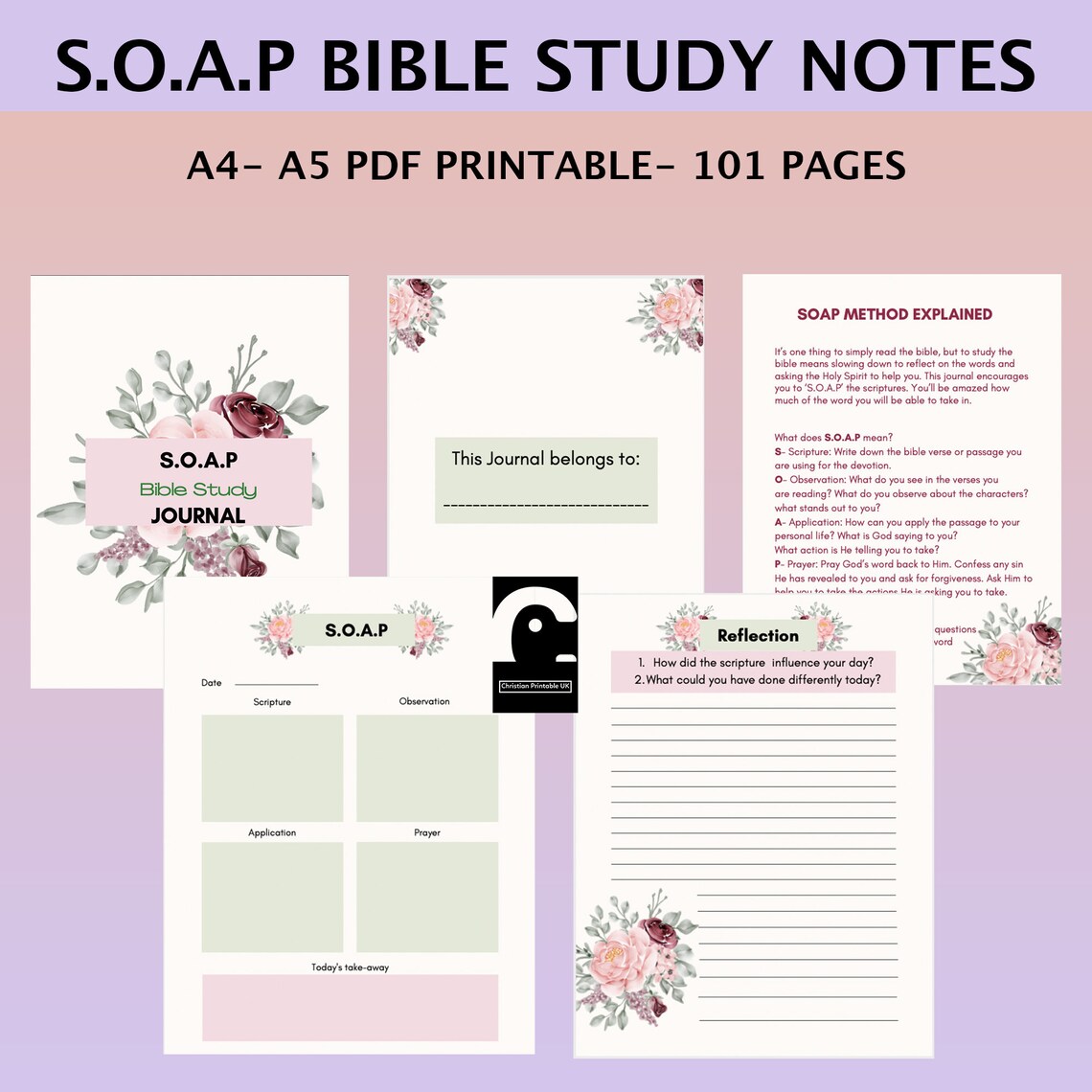 S.O.A.P Bible Study Guide | SOAP Bible Journal | Digital Bible Study ...
