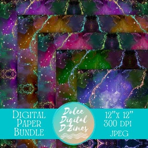 Neon Nights Alcohol Ink Digital Paper Pack, Seamless Digital Paper ...
