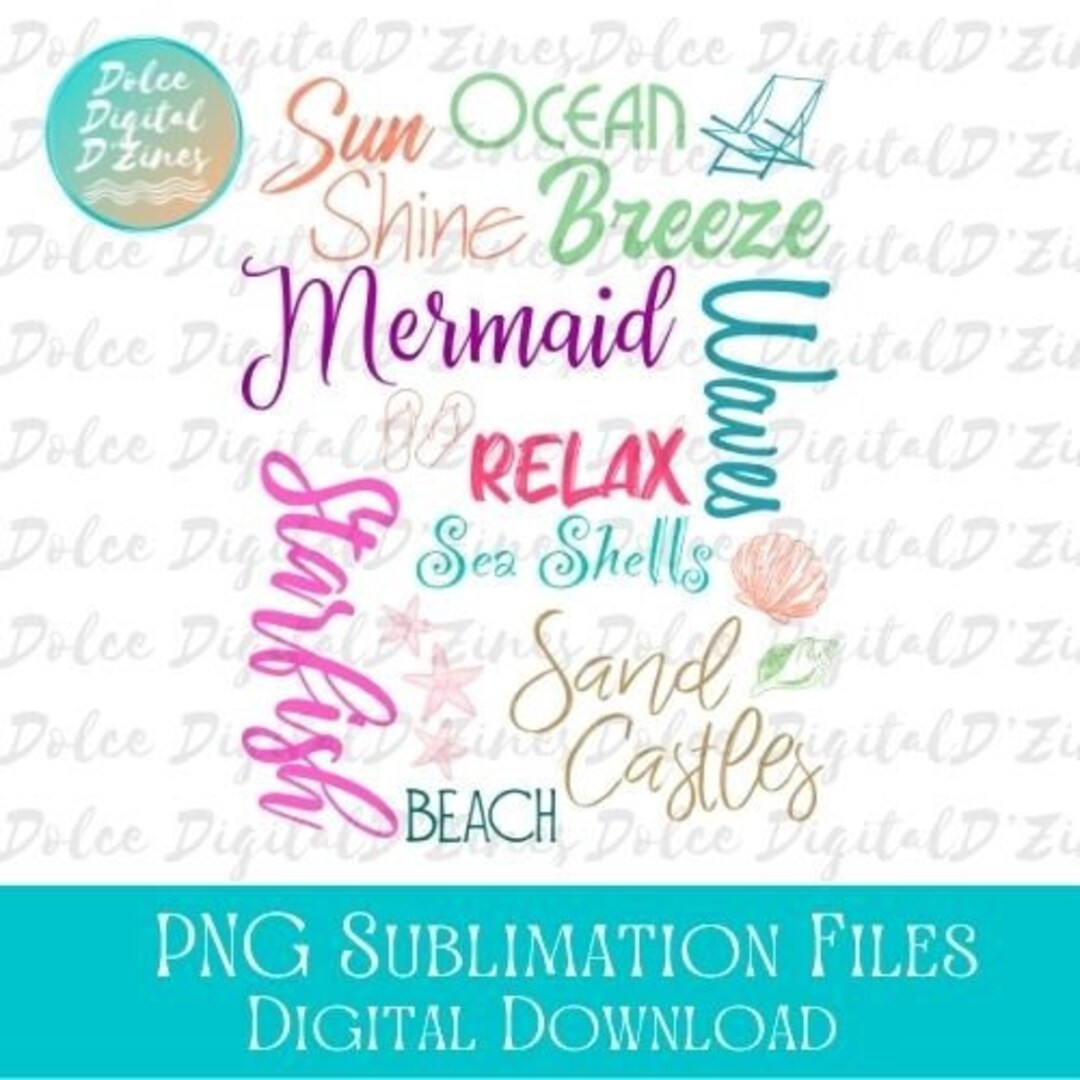 Summer Words PNG, Design for Sublimation, Multi Colored Words PNG ...
