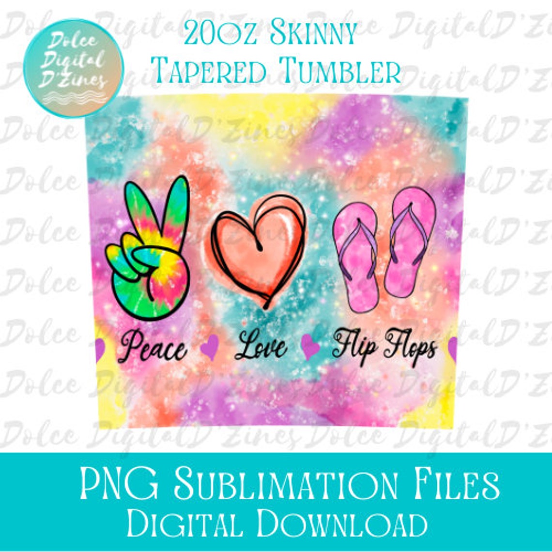Peace Love and Flip Flops Watercolor Tumbler Design for - Etsy