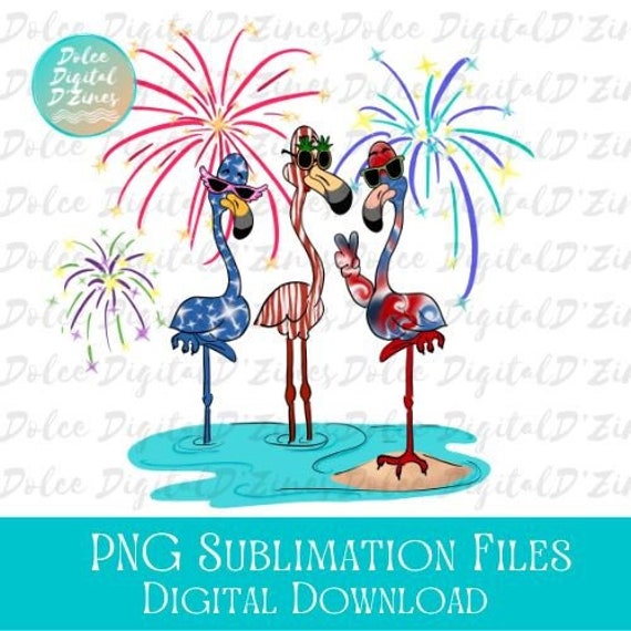 Patriotic Flamingo PNG Red White and Blue Digital Design for | Etsy