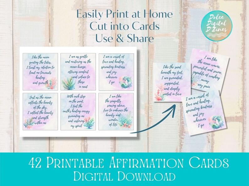 Printable Affirmation Cards for Beach Lovers, Daily Affirmations ...