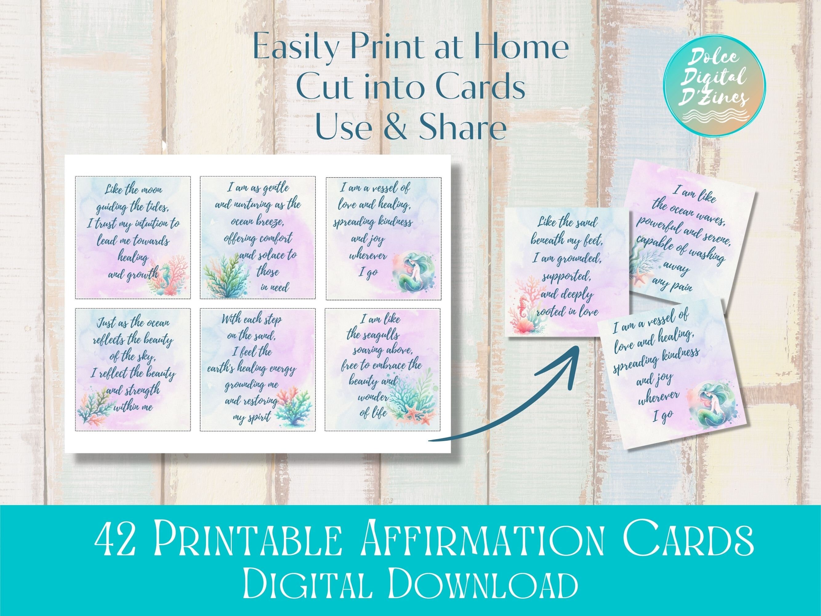 Printable Affirmation Cards for Beach Lovers, Daily Affirmations ...
