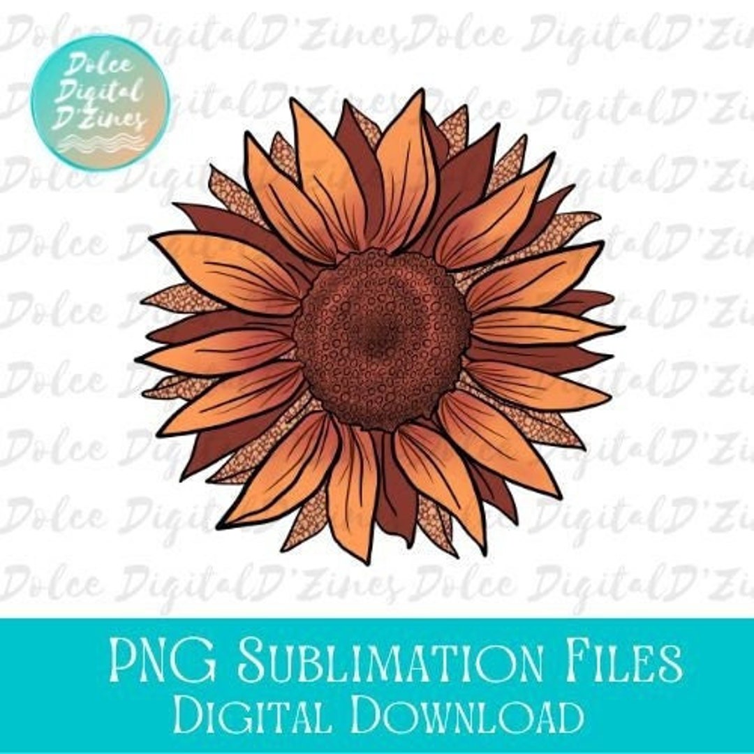 Rust and Yellow Sunflower PNG, Sunflower Sublimation Design, Colorful ...