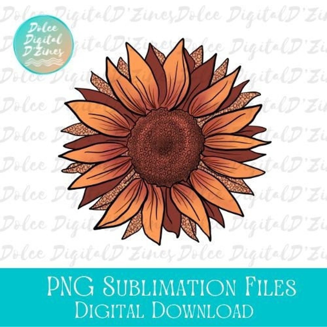 Rust and Yellow Sunflower PNG, Sunflower Sublimation Design, Colorful ...