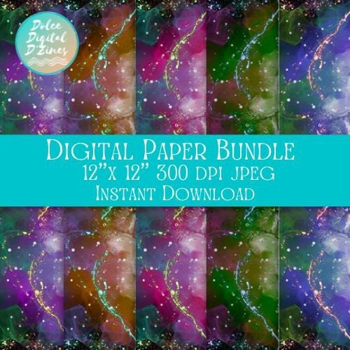 Neon Nights Alcohol Ink Digital Paper Pack, Seamless Digital Paper ...
