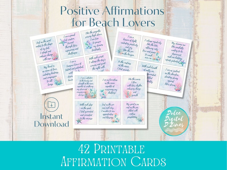 Printable Affirmation Cards for Beach Lovers, Daily Affirmations ...