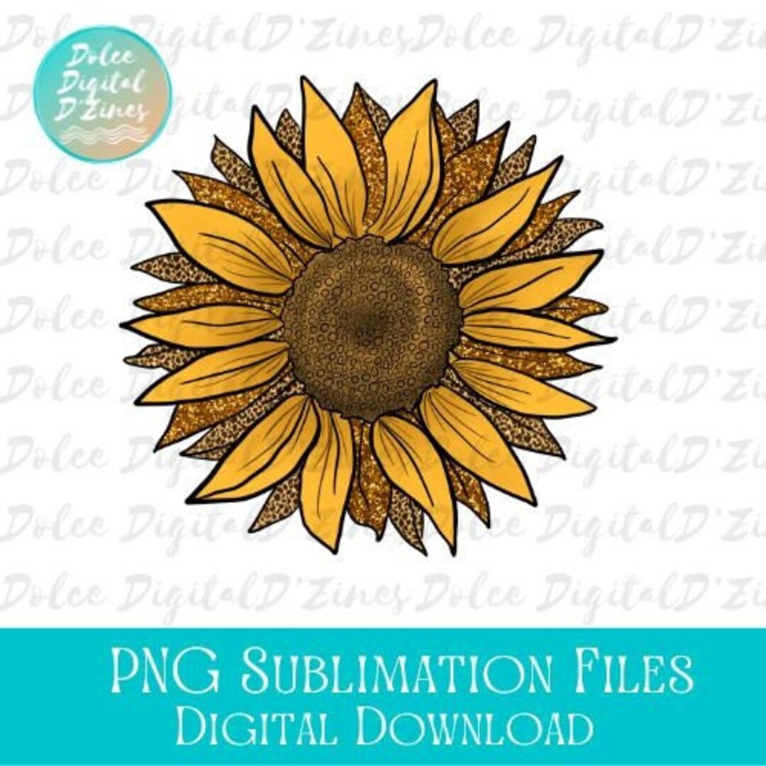 Gold Glitter Sunflower PNG, Sunflower Design for Sublimation, Yellow ...
