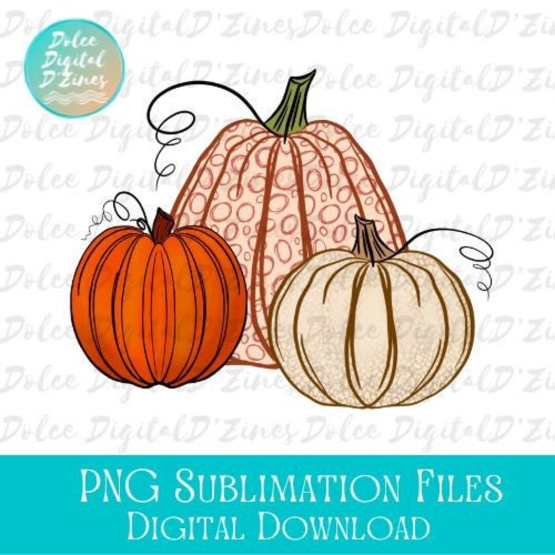 Pumpkin Trio PNG, 3 Pumpkins Sublimation Design, Fall PNG, Halloween ...