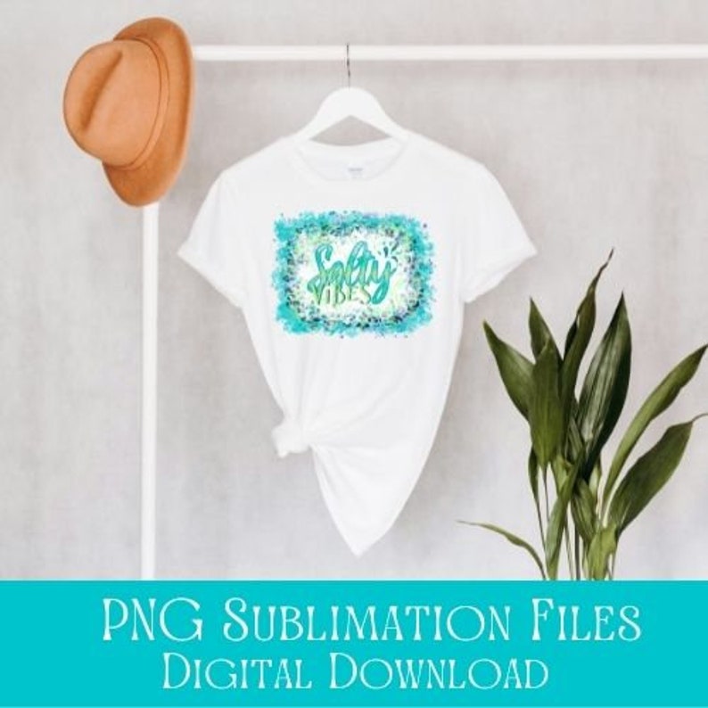 Salty Vibes PNG, Summer Design for Sublimation, Blue Green Digital ...