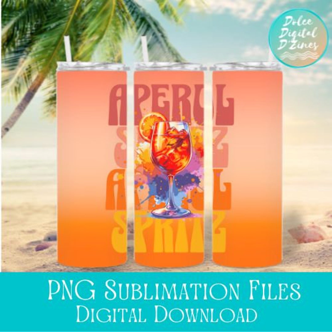 Colorful Groovy Font Cocktail Tumbler Png, Aperol Spritz Tumbler Wrap ...
