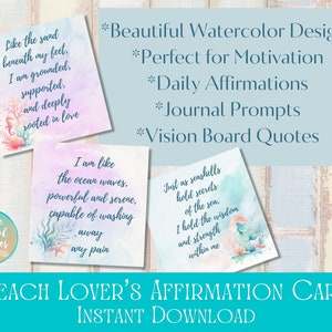 Printable Affirmation Cards for Beach Lovers, Daily Affirmations ...