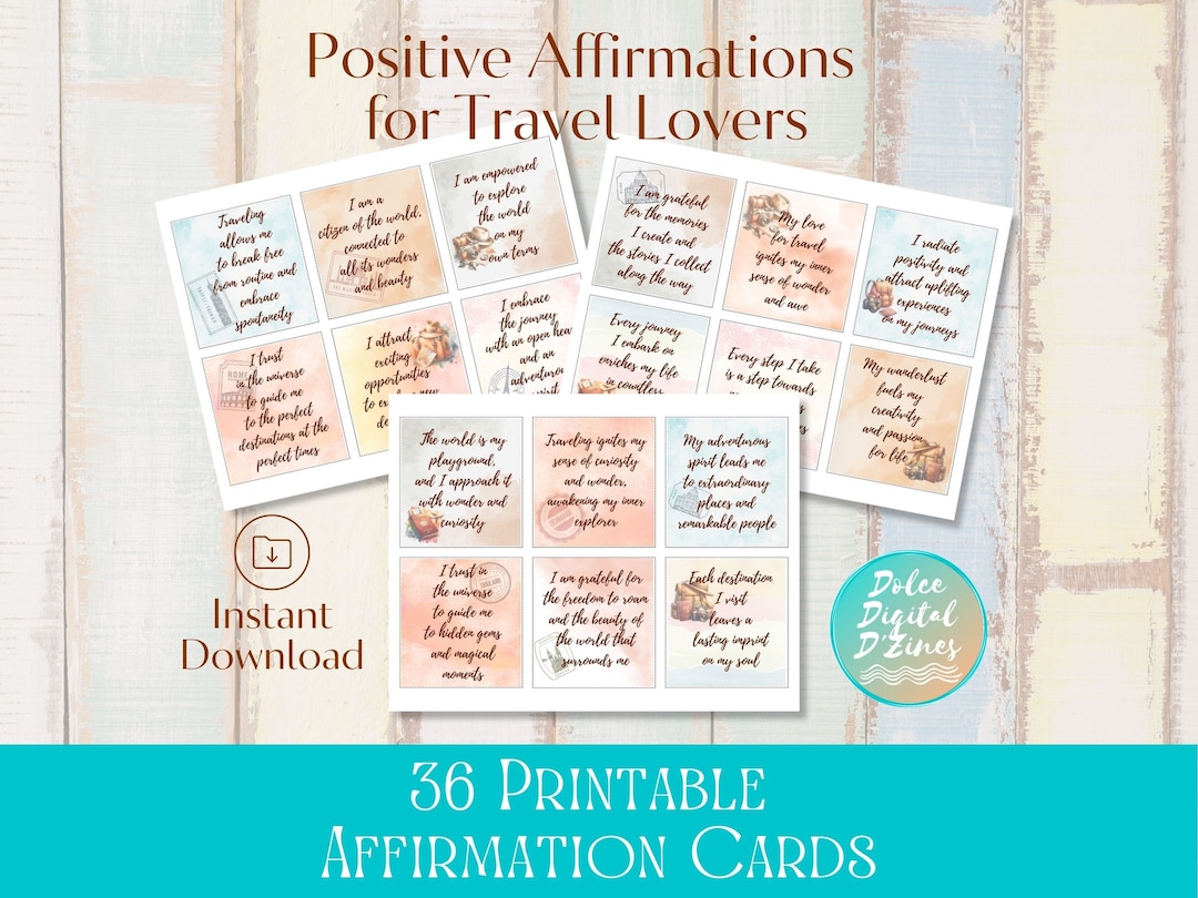 Printable Affirmation Cards for Travel Lovers, Daily Affirmations ...