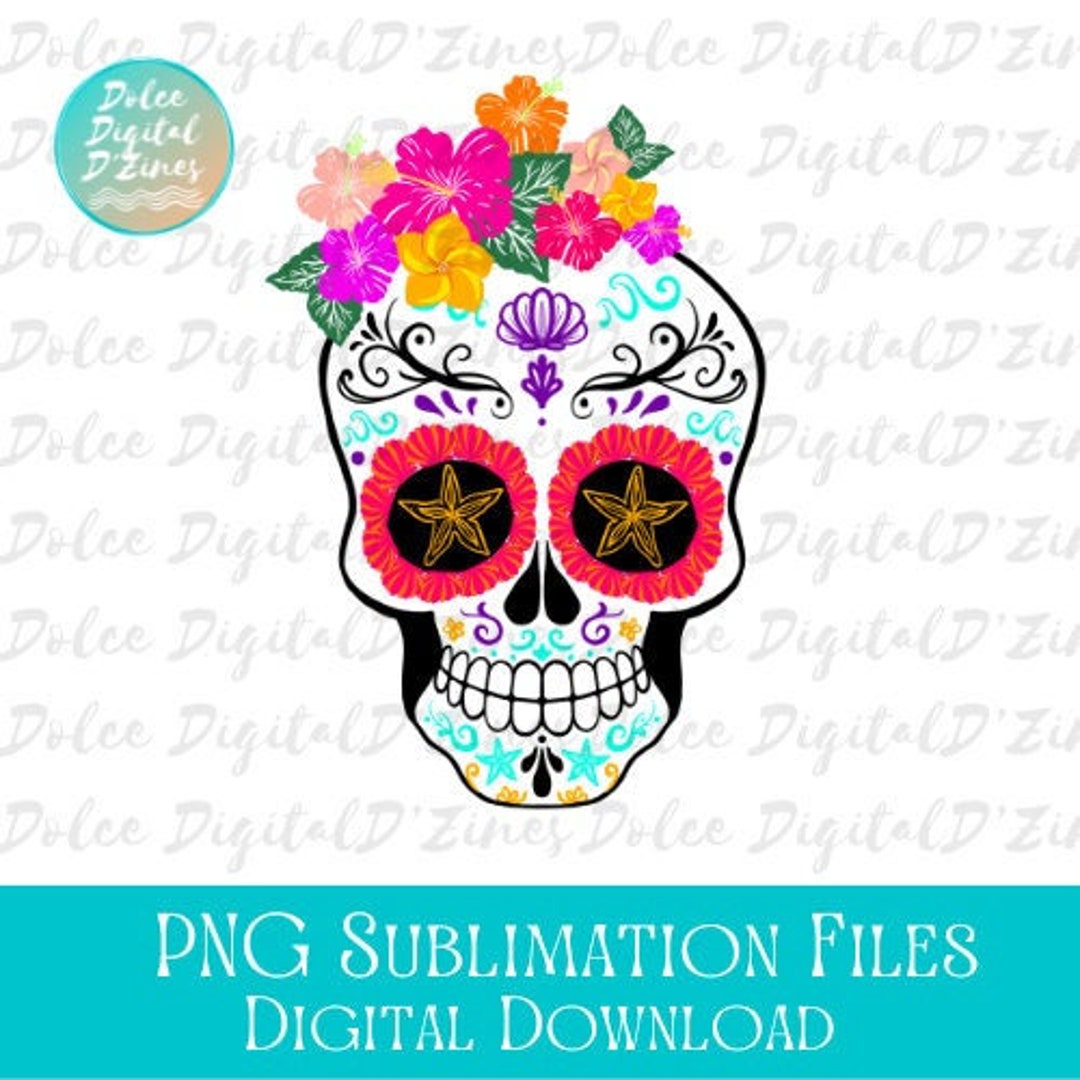 Tropical Sugar Skull PNG, Dia De Los Muertos, Day of the Dead ...