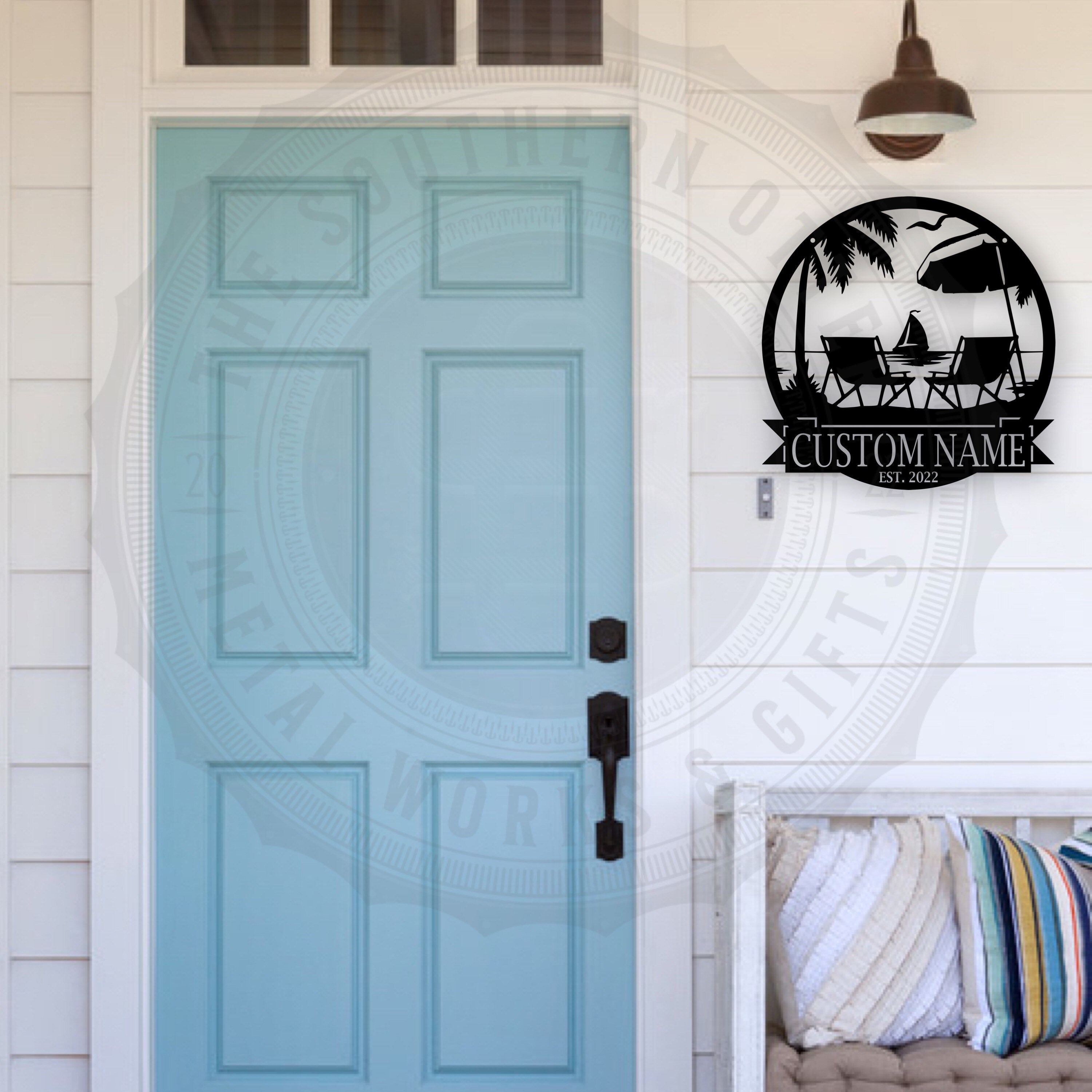Custom Beach Scene Metal Sign II Metal Outdoor Sign, Beach House Gifts ...