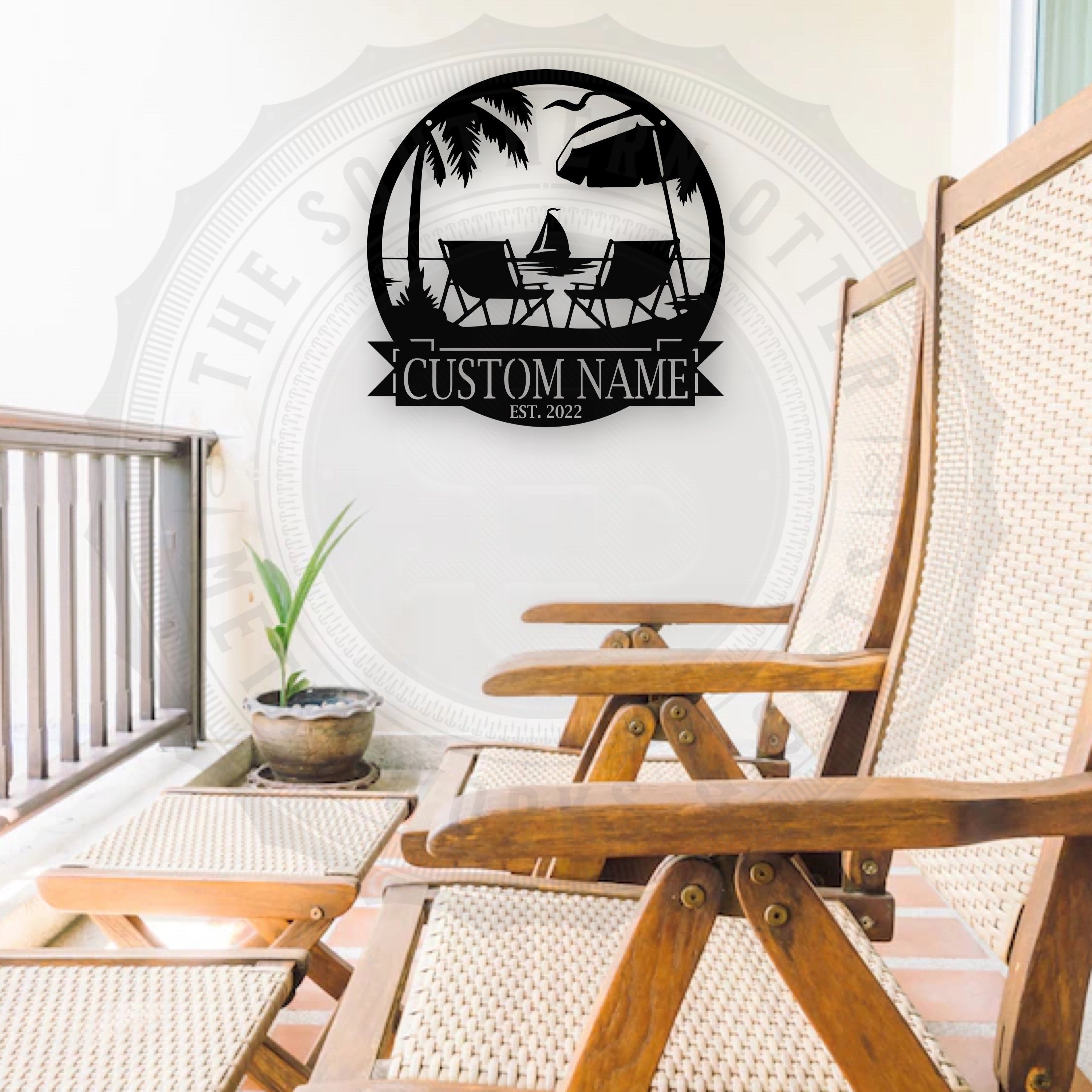 Custom Beach Scene Metal Sign II Metal Outdoor Sign, Beach House Gifts ...
