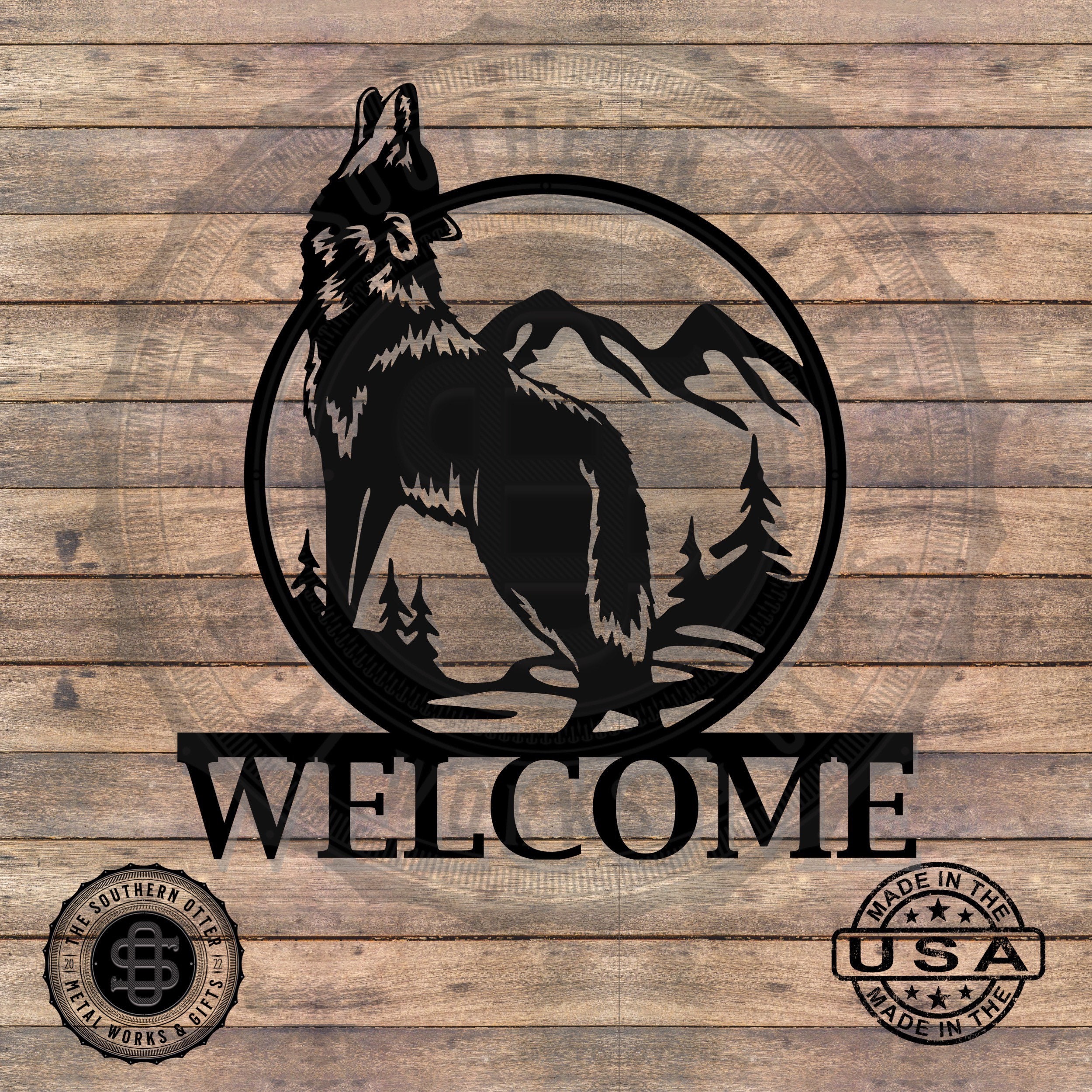 Custom Wolf Metal Sign II Metal Welcome Outdoor Sign, Cabin Gifts ...