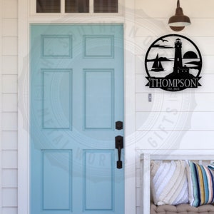 Custom Lighthouse Scene Metal Sign II Metal Outdoor Sign, Beach House ...