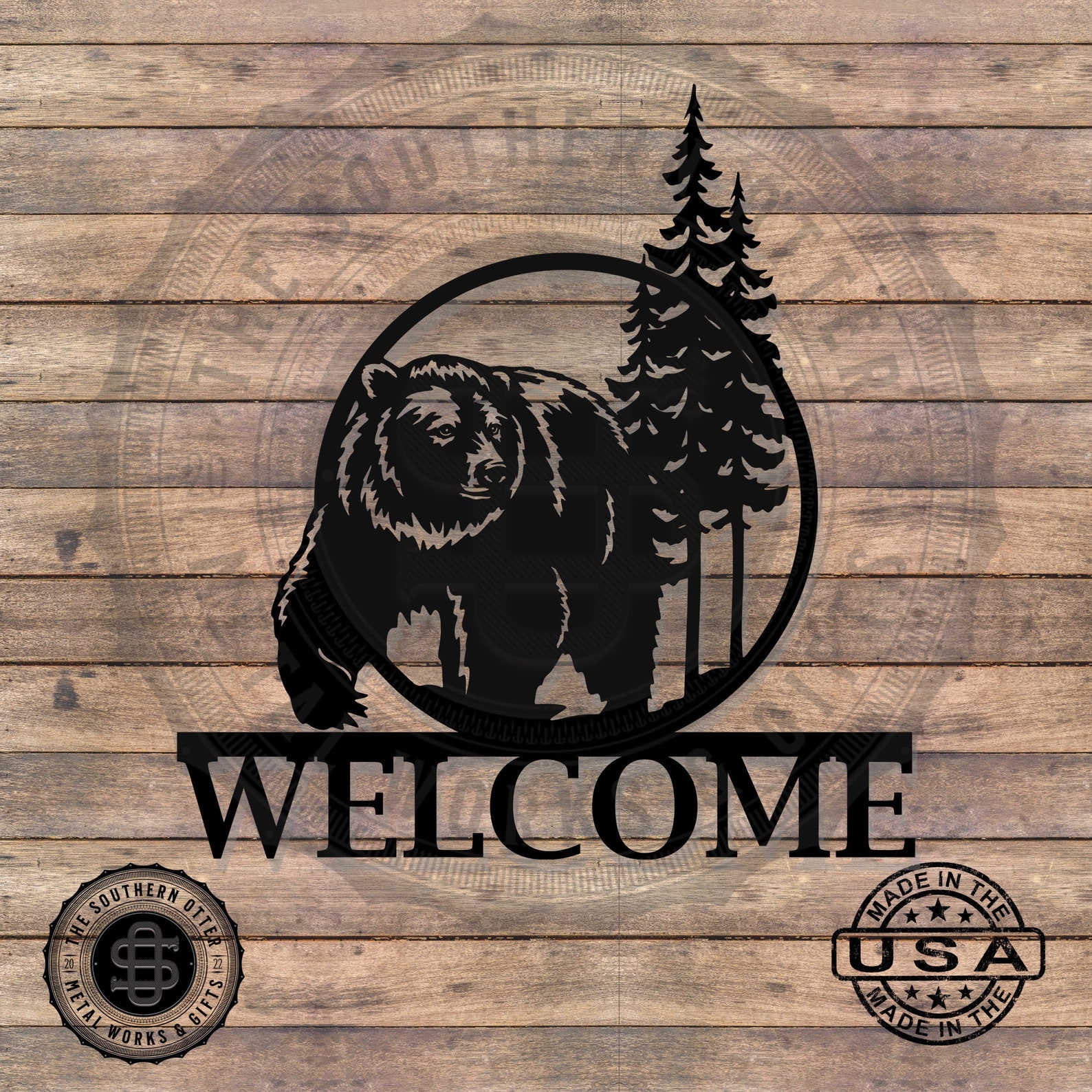 Custom Bear Metal Sign II Metal Welcome Outdoor Sign, Cabin Gifts ...