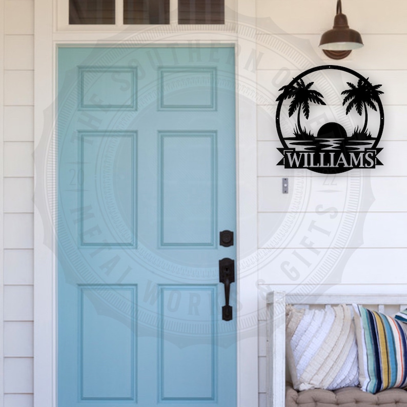 Custom Beach Sunset Metal Sign II Metal Welcome Outdoor Sign, Beach ...