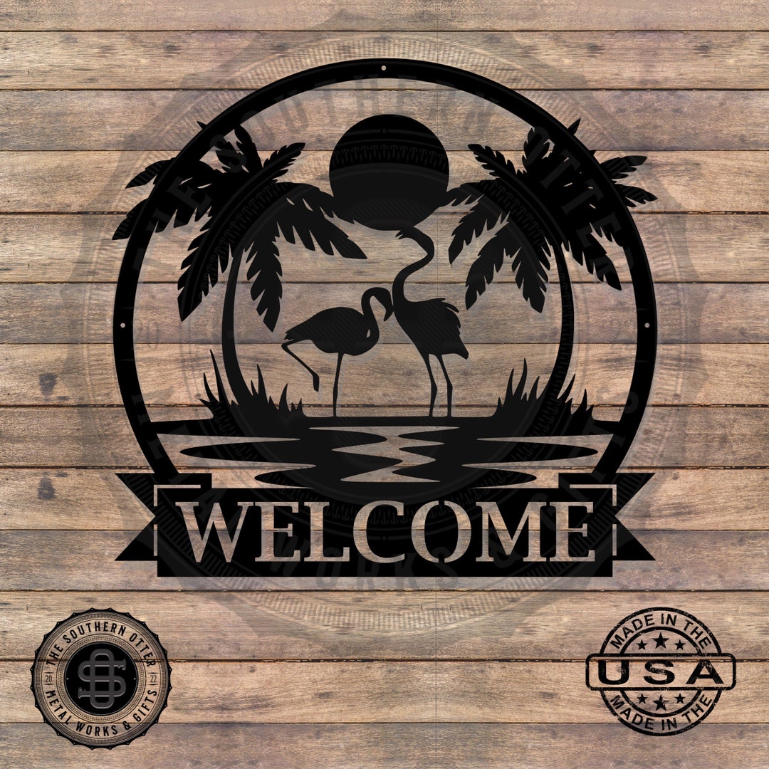 Custom Beach Flamingo Metal Sign II Metal Welcome Outdoor - Etsy