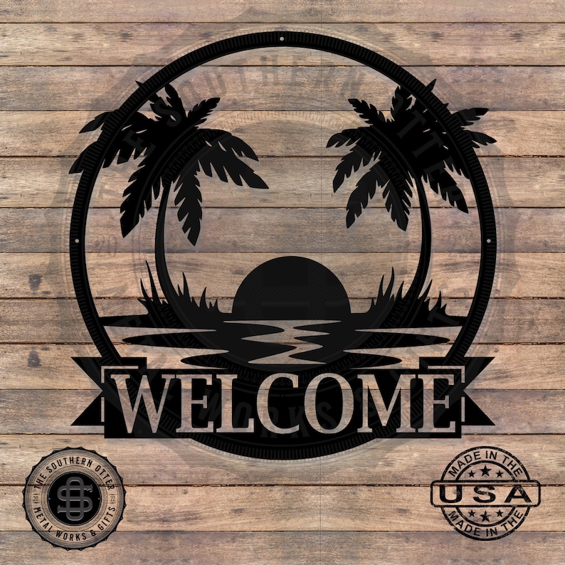 Custom Beach Sunset Metal Sign II Metal Welcome Outdoor Sign, Beach ...