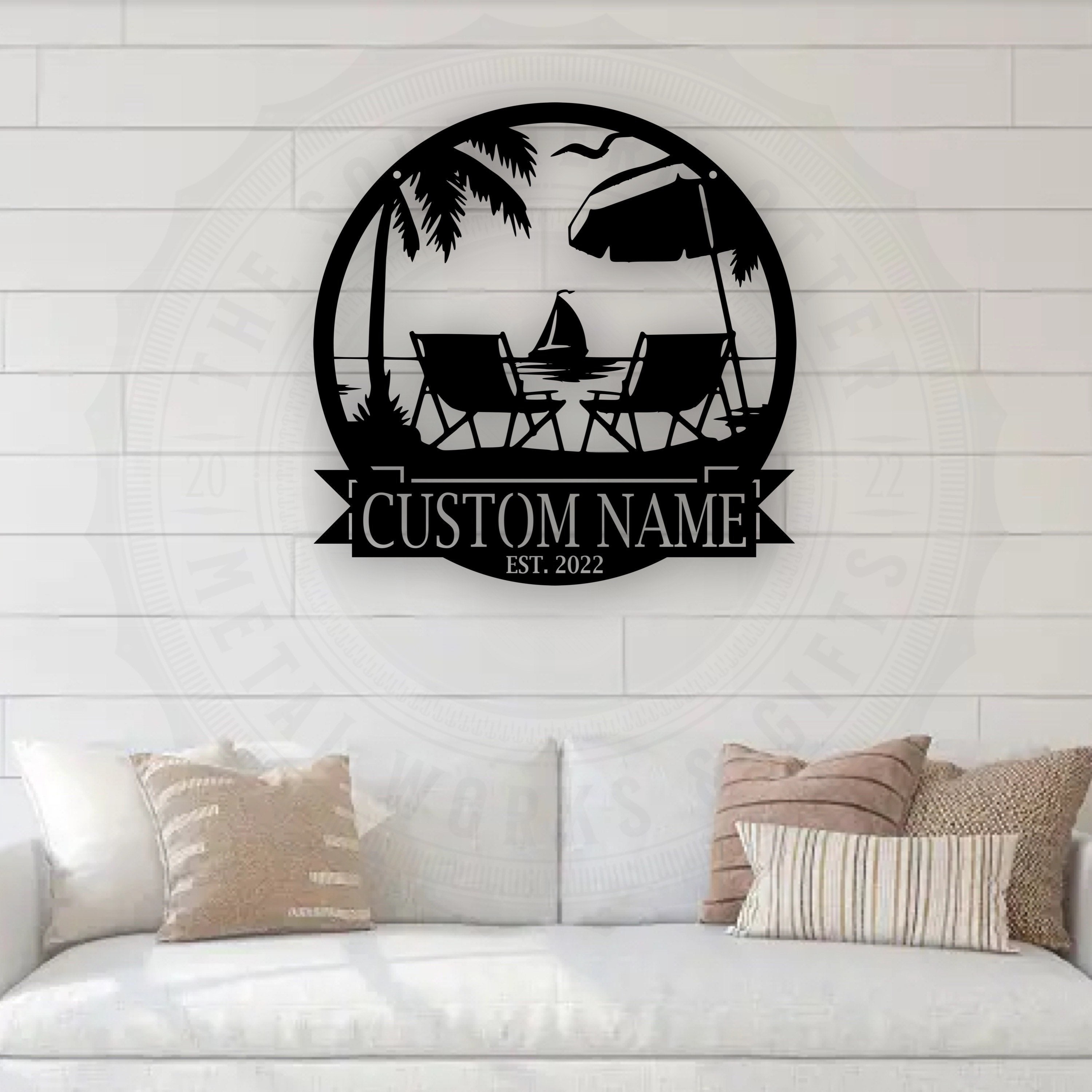 Custom Beach Scene Metal Sign II Metal Outdoor Sign, Beach House Gifts ...