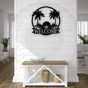 Custom Beach Sunset Metal Sign II Metal Welcome Outdoor Sign, Beach ...