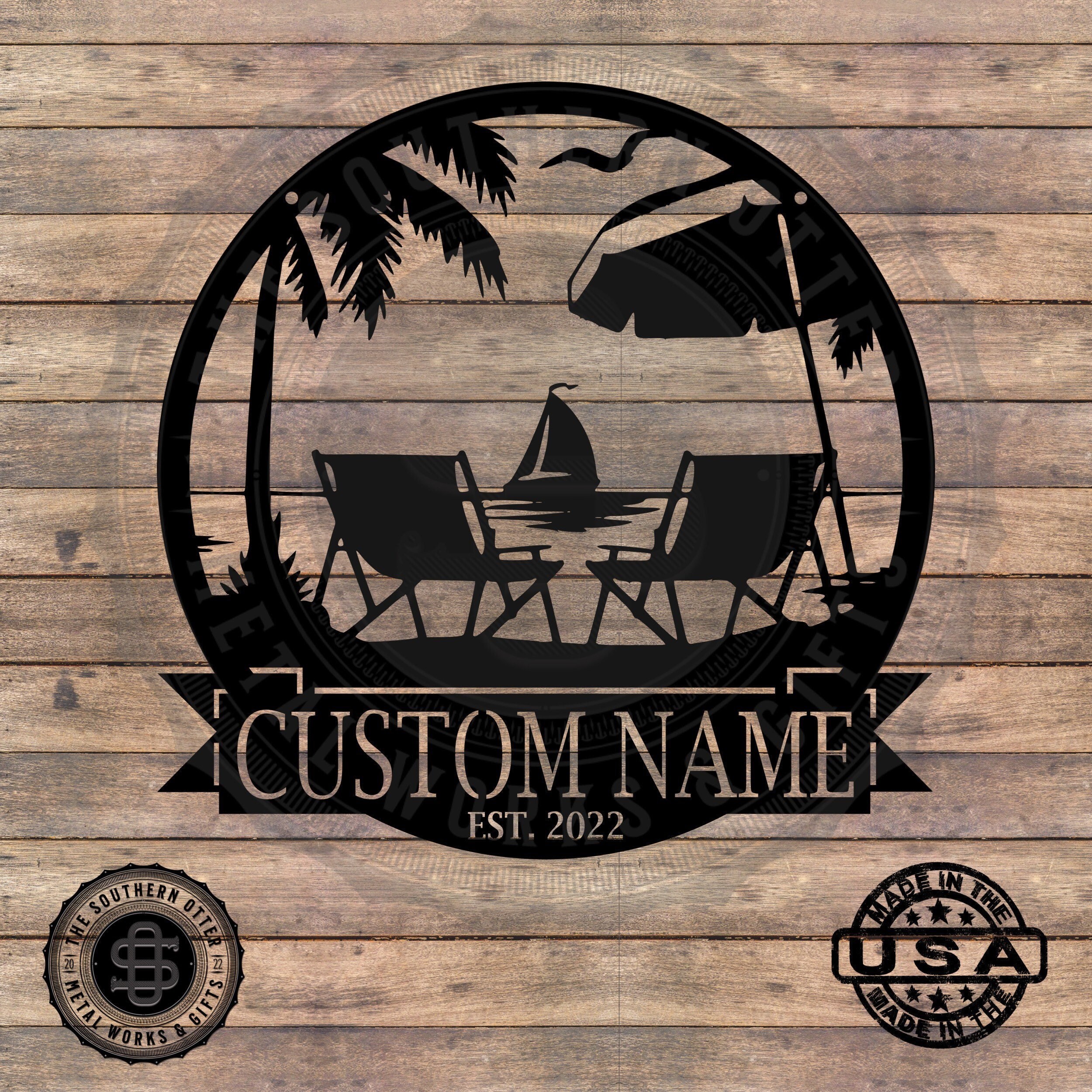 Custom Beach Scene Metal Sign II Metal Outdoor Sign, Beach House Gifts ...
