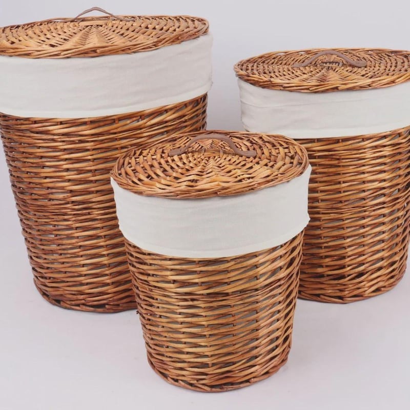 Rattan Laundry Basket Lined - Etsy UK