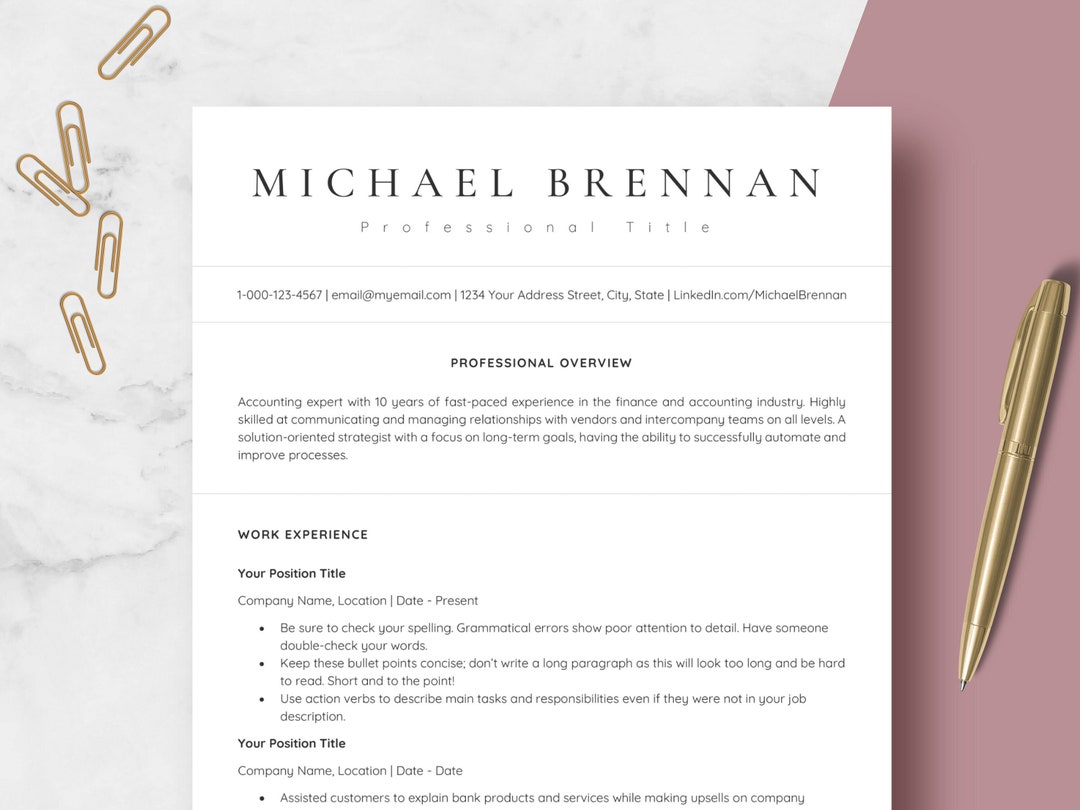 Resume for Men, Executive Resume Template Word, Simple Resume Template ...