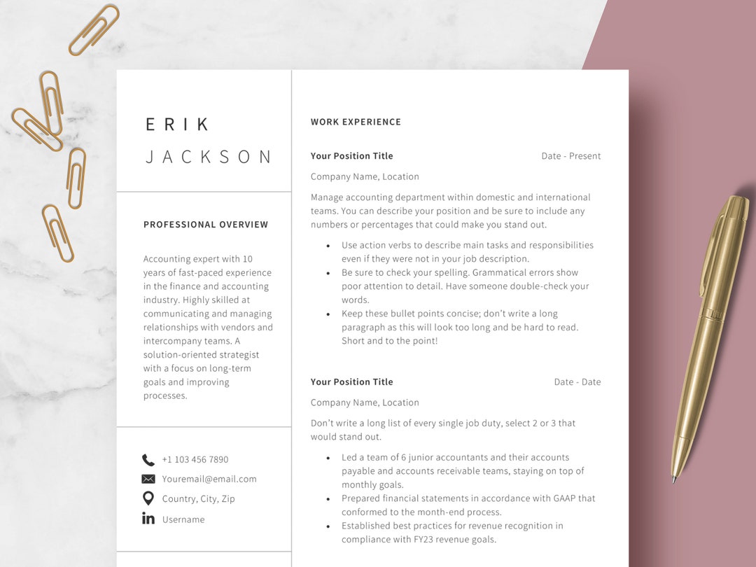 Resume Template for Men Executive CV Template Google Doc - Etsy