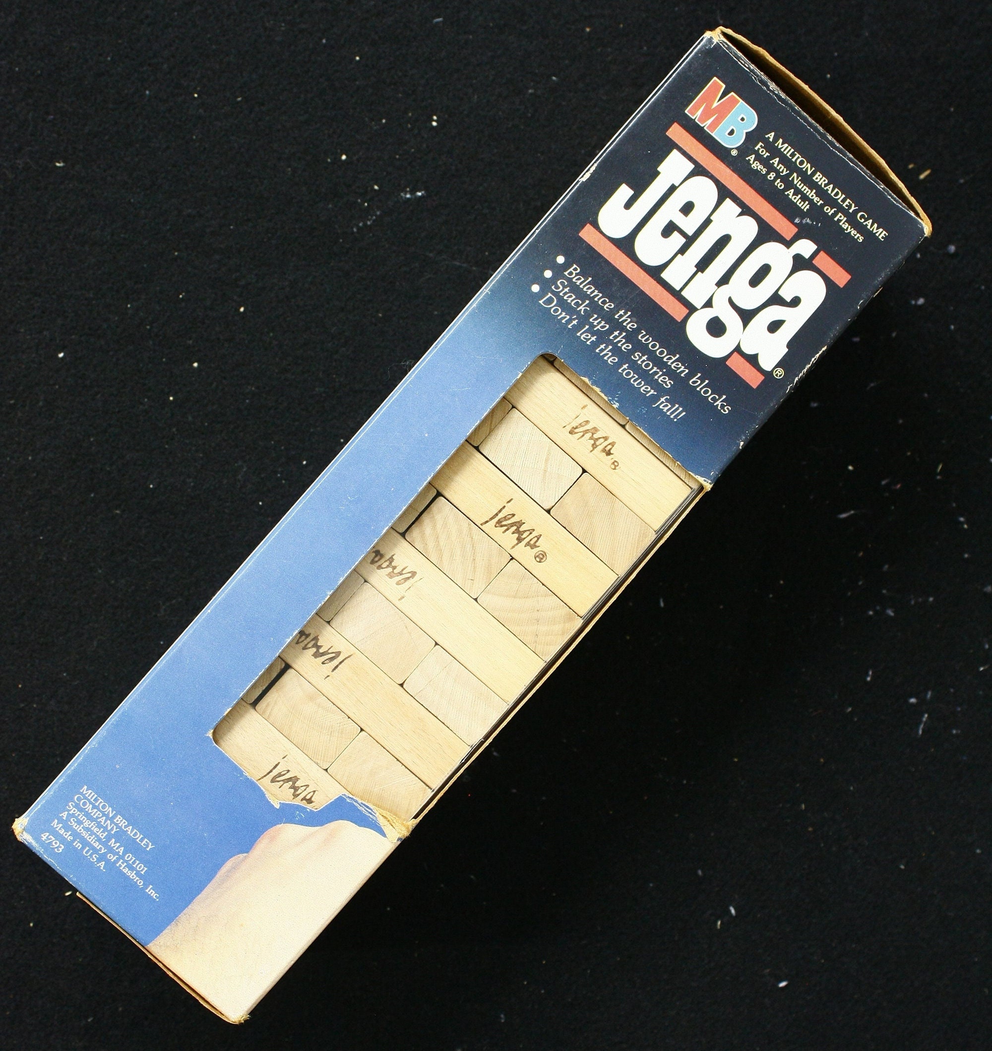 Vintage Jenga Milton Bradley Hasbro 1986 Made in USA Wooden Block ...
