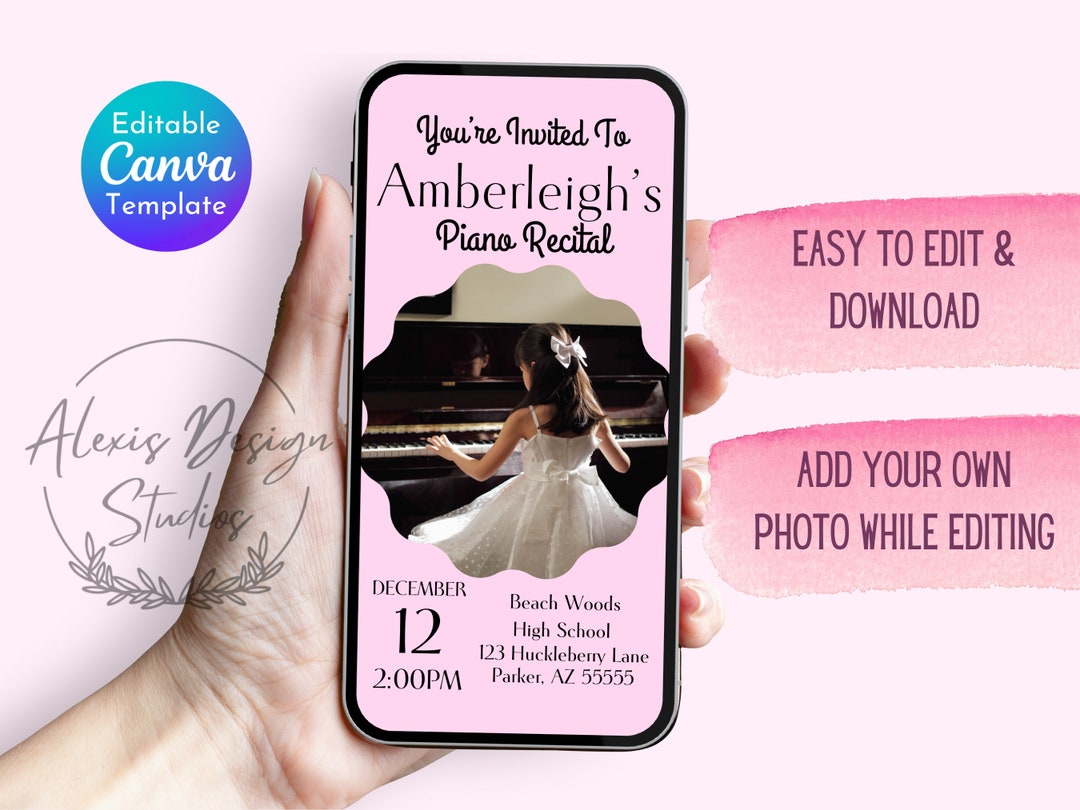 Piano Recital Evite Mobile Invitation Piano Recital - Etsy