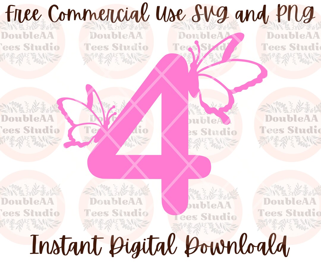 4th Birthday Girl Number Butterfly Party Shirt SVG PNG - Etsy