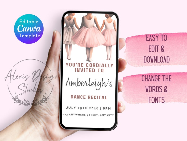 Dance Recital Invitation Template, Ballet Mobile Invite, Digital ...