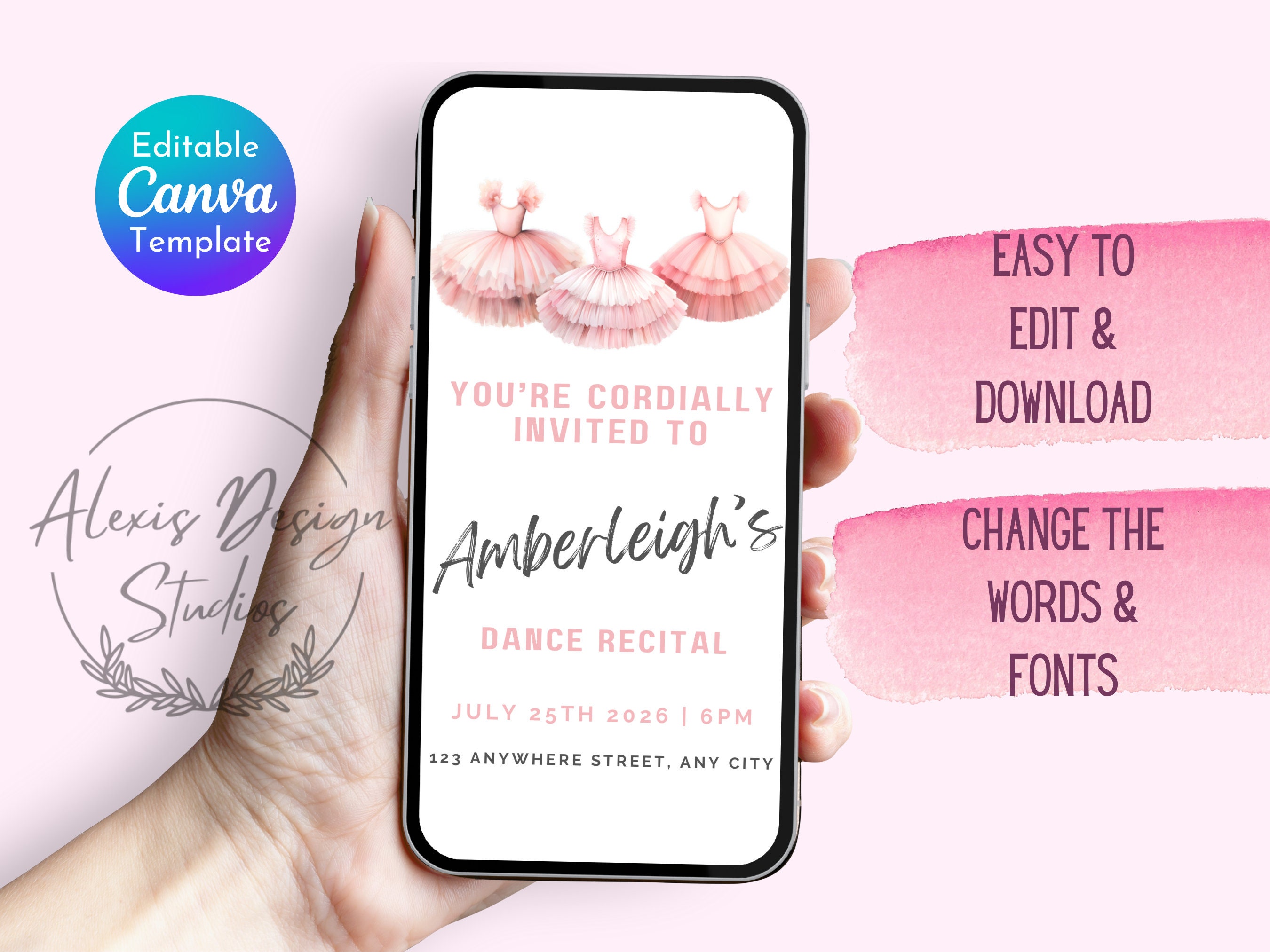 Dance Recital Invitation Template, Digital Download Phone Invitation ...